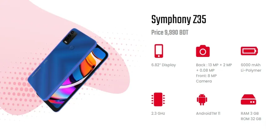 Symphony Z35 launched in Nepal | Comes with Helio G35 SoC and a large ...